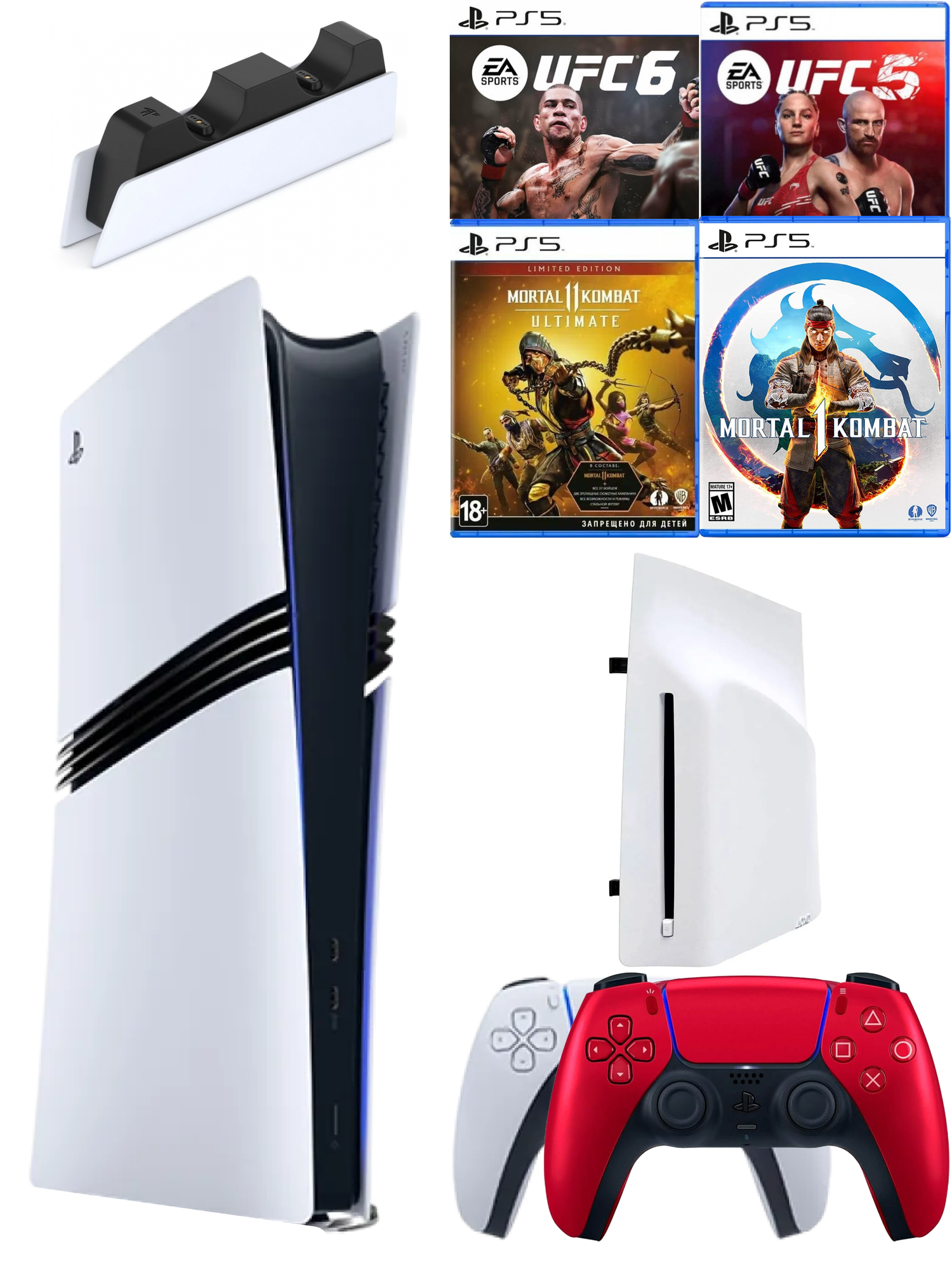 Игровая приставка Sony PS 5 Pro Digital Edition+Зарядная станция+ Дисковод +2-ой геймпад+4 игры , 2Tb SSD