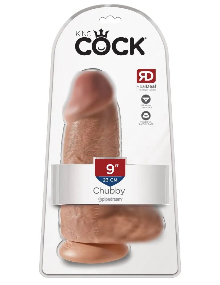 Фаллоимитатор реалистичный King Cock Chubby, 23 см - дилдо на присоске с мошонкой, Pipedream