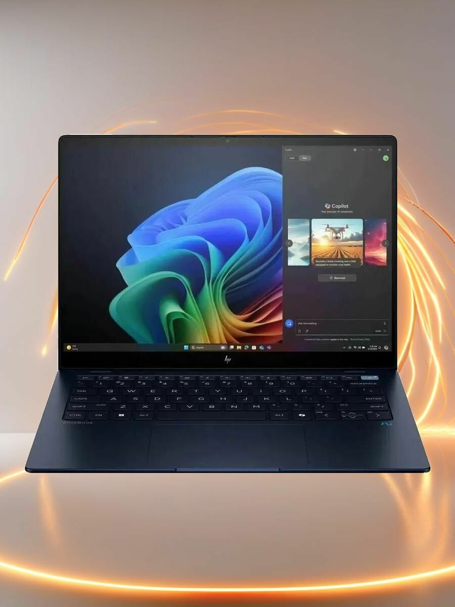 HP EliteBook Ultra G1q8 Ноутбук 14", Qualcomm Snapdragon X Plus X1P-42-100, RAM 16 ГБ, SSD 512 ГБ, Qualcomm Adreno, Windows Pro, (9M4E6AT), темно-синий, Русская раскладка