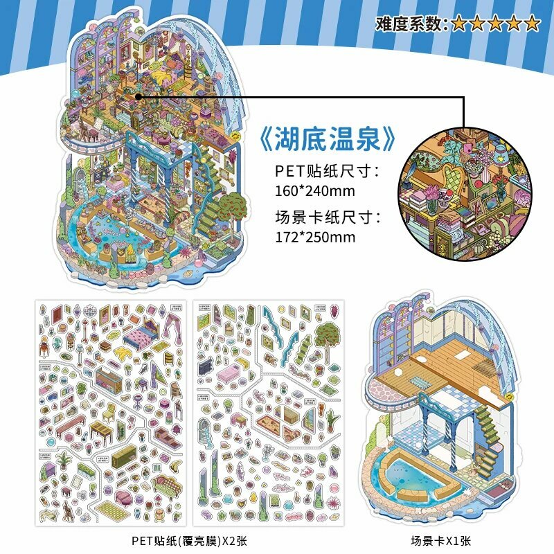 Набор наклеек JIANQI Kawaii Unzip 3D