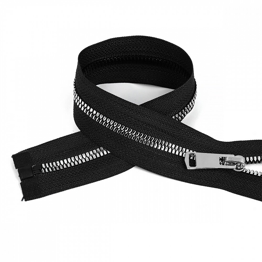 Молния MaxZipper Трактор, №5, 1 замок, 75 см, цвет черный, серебро, 10 шт (ТР5/ТН/75. TT. Черн/СЕР)