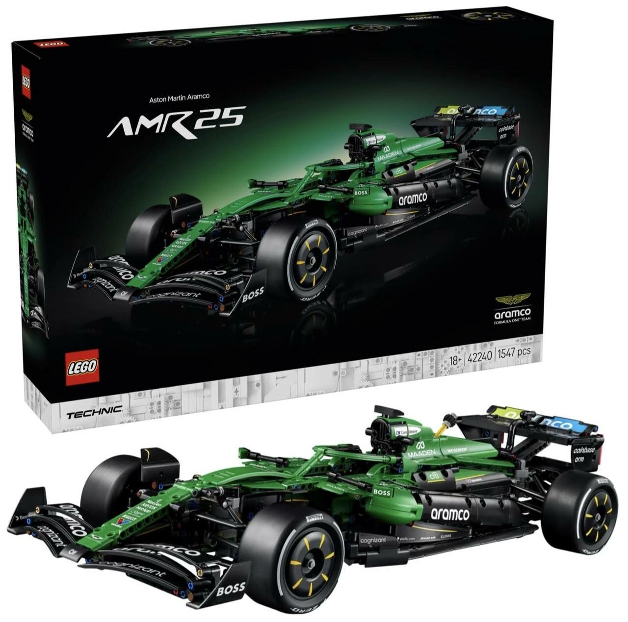 Конструктор LEGO Technic 42240 Автомобиль Aston Martin Aramco AMR25 F1, 1547 дет.