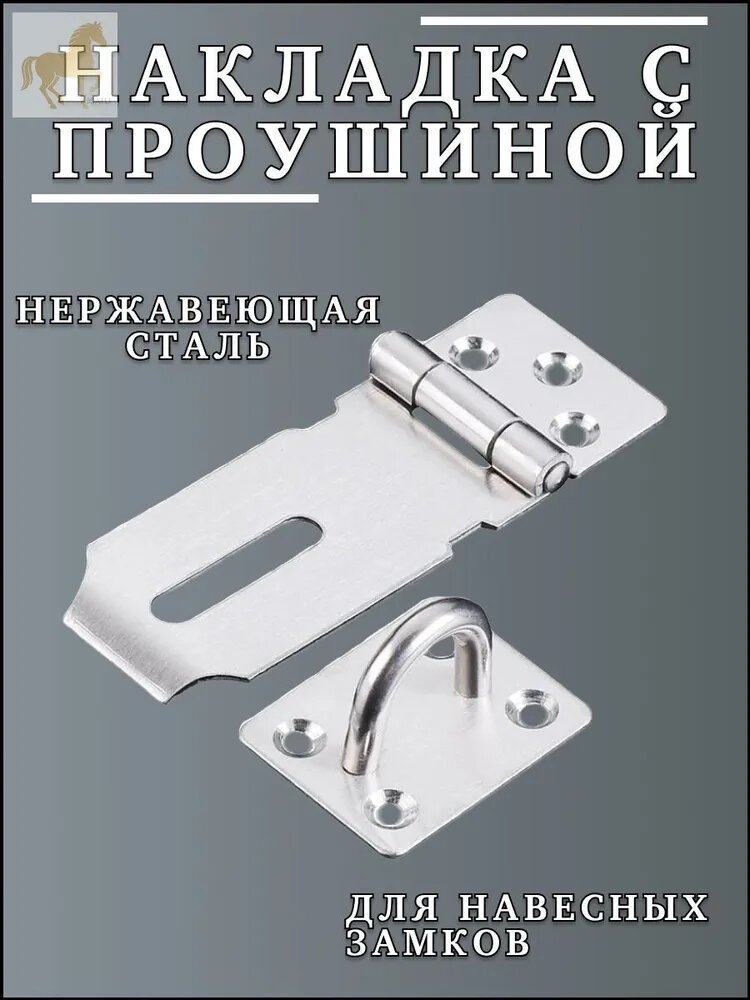 Усиленная накладка с проушиной из нержавейки, применяемая для навесного замка, является качественным решением.