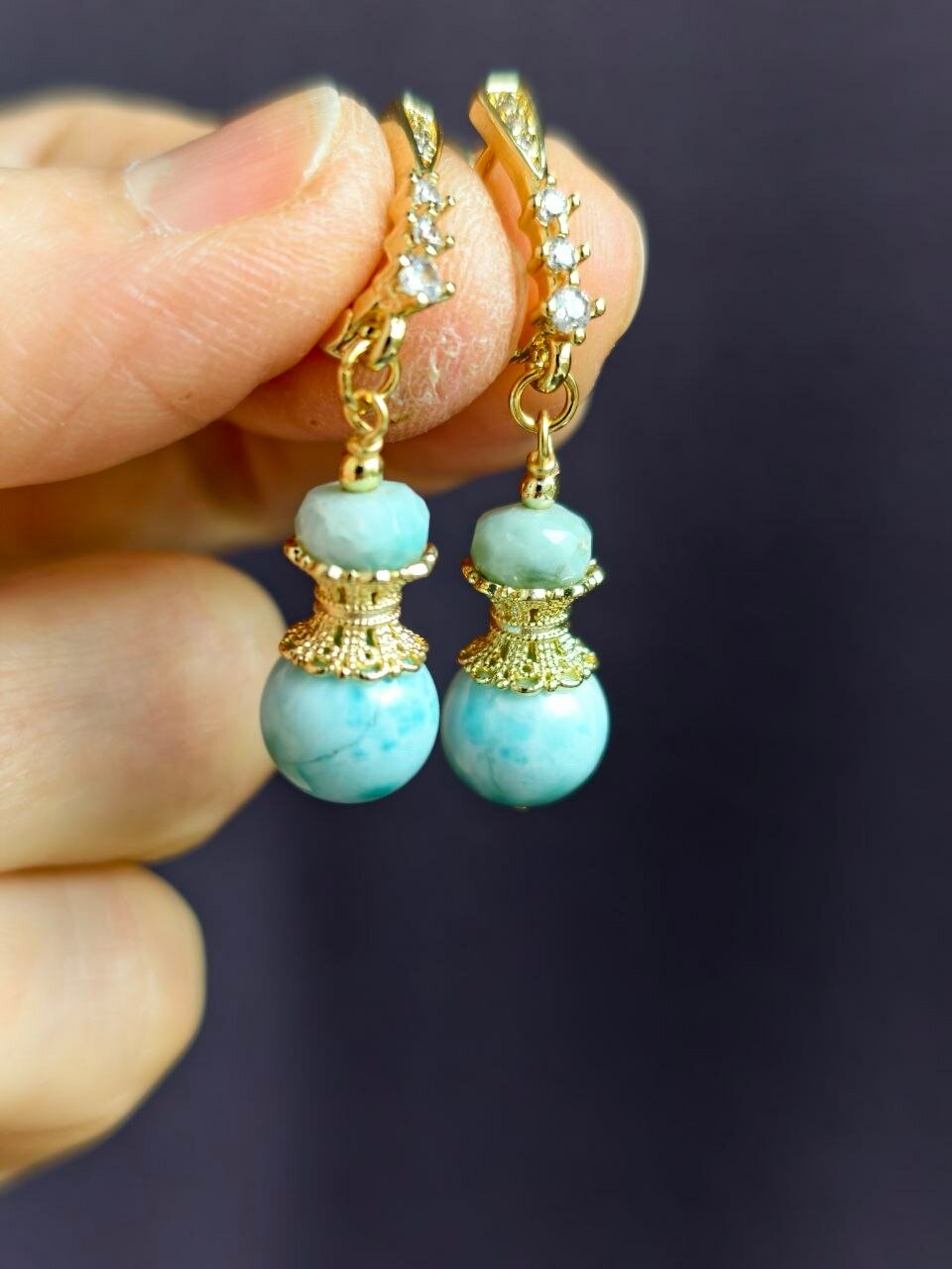 Серьги, ларимар
