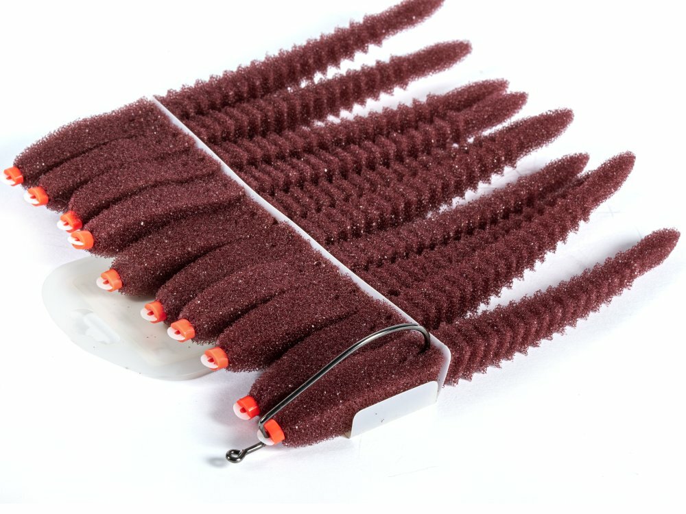 Приманки поролоновые 3D Ex WORM Br 10см под офсетный крючок размер 1, 2, 4 10шт набор