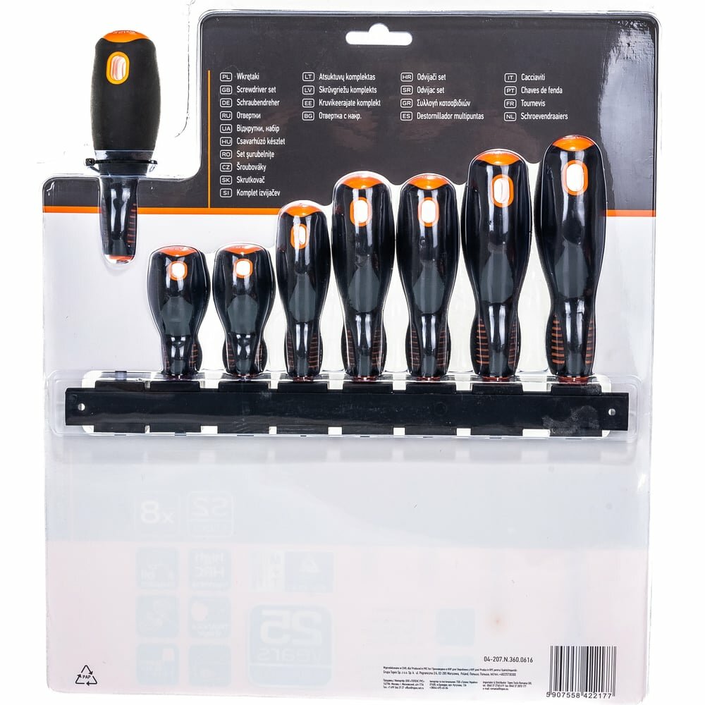 Набор отверток NEO Tools SL/PH 8 шт двухкомп рукоятка 04-207 — фото 1