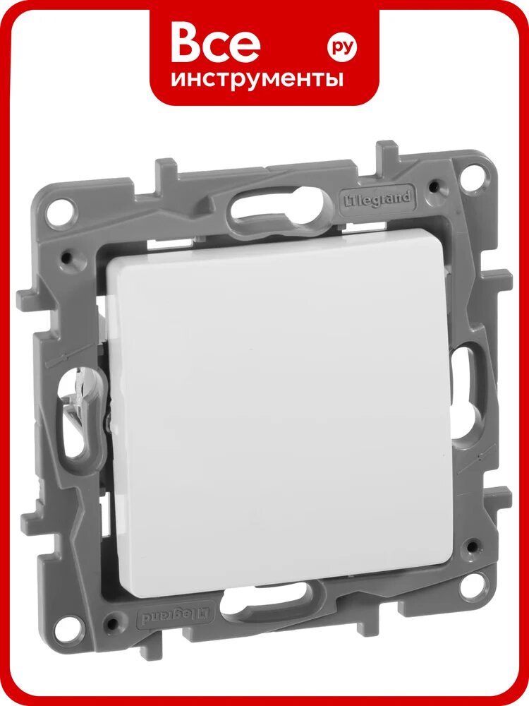 Переключатель, Legrand, Legrand одноклавишный Legrand Etika 10А 250В безвинтовые зажимы белый