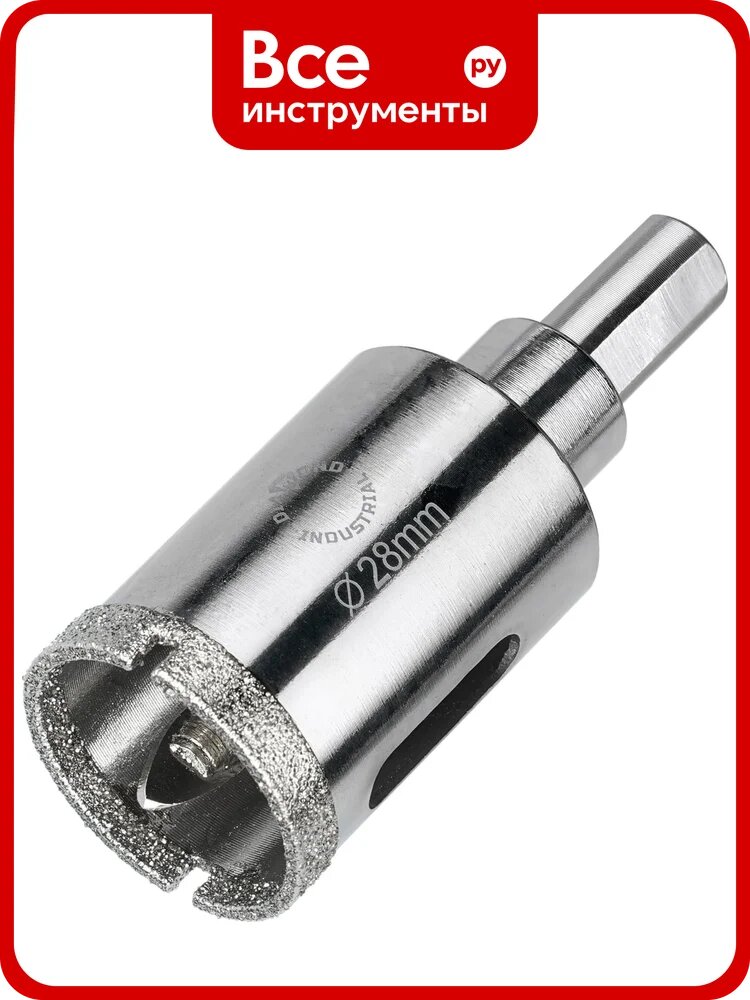 Коронка алмазная по керамограниту и керамике с центрирующим сверлом 28 мм Diamond Industrial DIDCSC028, предназначена