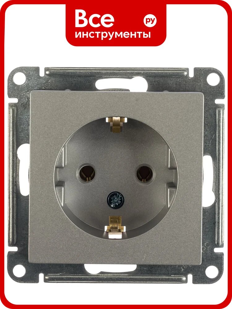 Механизм, Systeme, розетки Systeme Electric 1-м СП ATLAS DESIGN с заземлением, 16А, алюминий ATN000343 1240240, (ранее