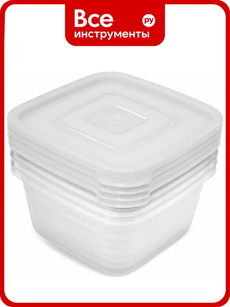 Контейнер для продуктов Martika СВЧ Унико квадратный 0.45 л набор 4 шт С216, продуктов