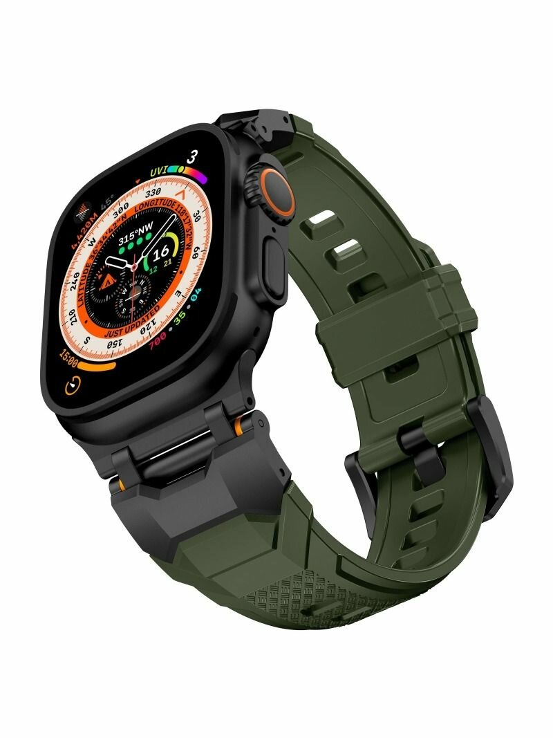 Резиновый ремень для Apple Watch Ultra 3 49 мм серии 11 10 46 мм Роскошная силиконовая лента для IWatch 9 8 7 45 мм