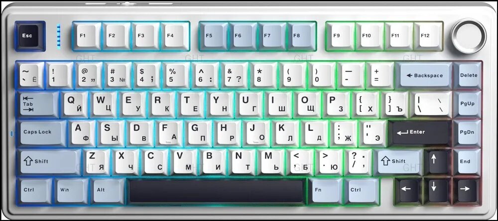 Игровая клавиатура беспроводная F75, (Leobog Reaper), Русская раскладка, голубой