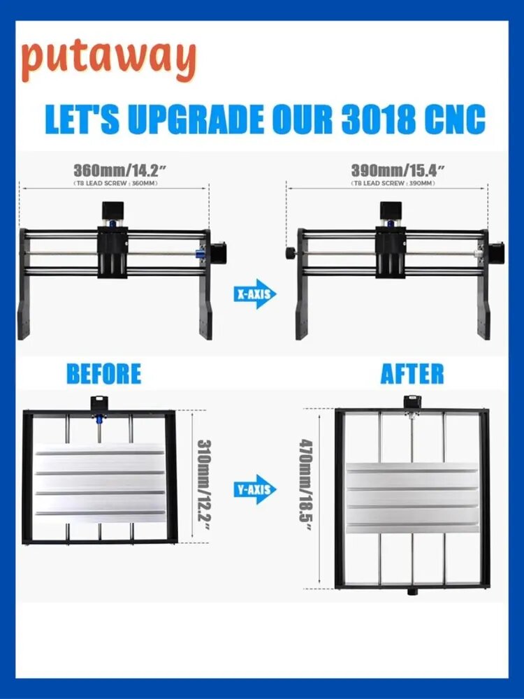 CNC 3018 Pro Upgrade Kit Комплект расширения совместим с до 3040 Совместимость Гравировально-фрезерный станок ЧПУ