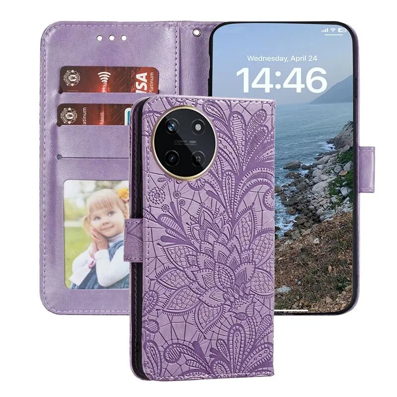 Чехол книжка на Realme 11 4G Realme11 Чехол для Реалми 11 Цветочный кожаный кошелек женская мода