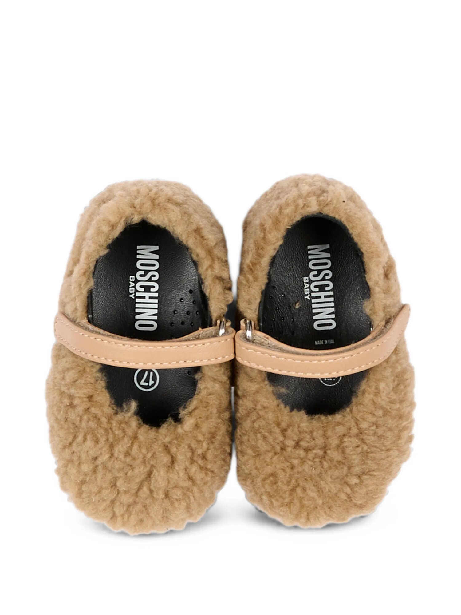 Балетки MOSCHINO Faux-shearling touch-strap ballet flats, размер 17 — фото 1