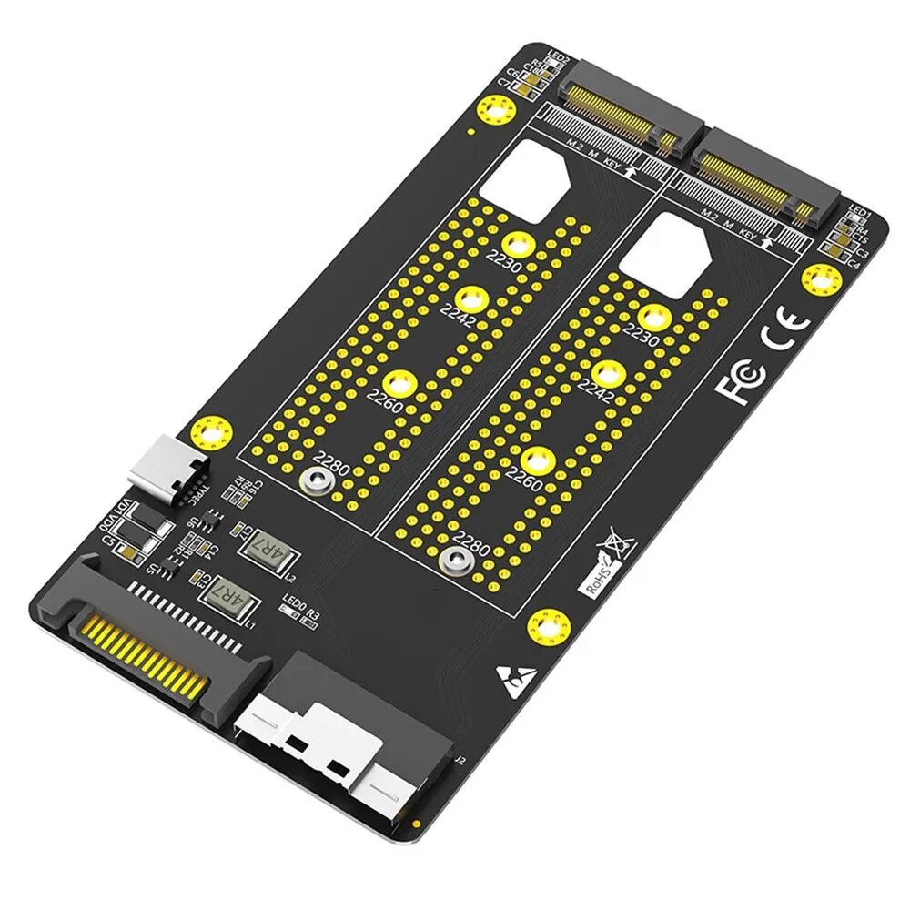 Адаптер Dual 2X M.2 NVME SSD К SFF-8654 8X