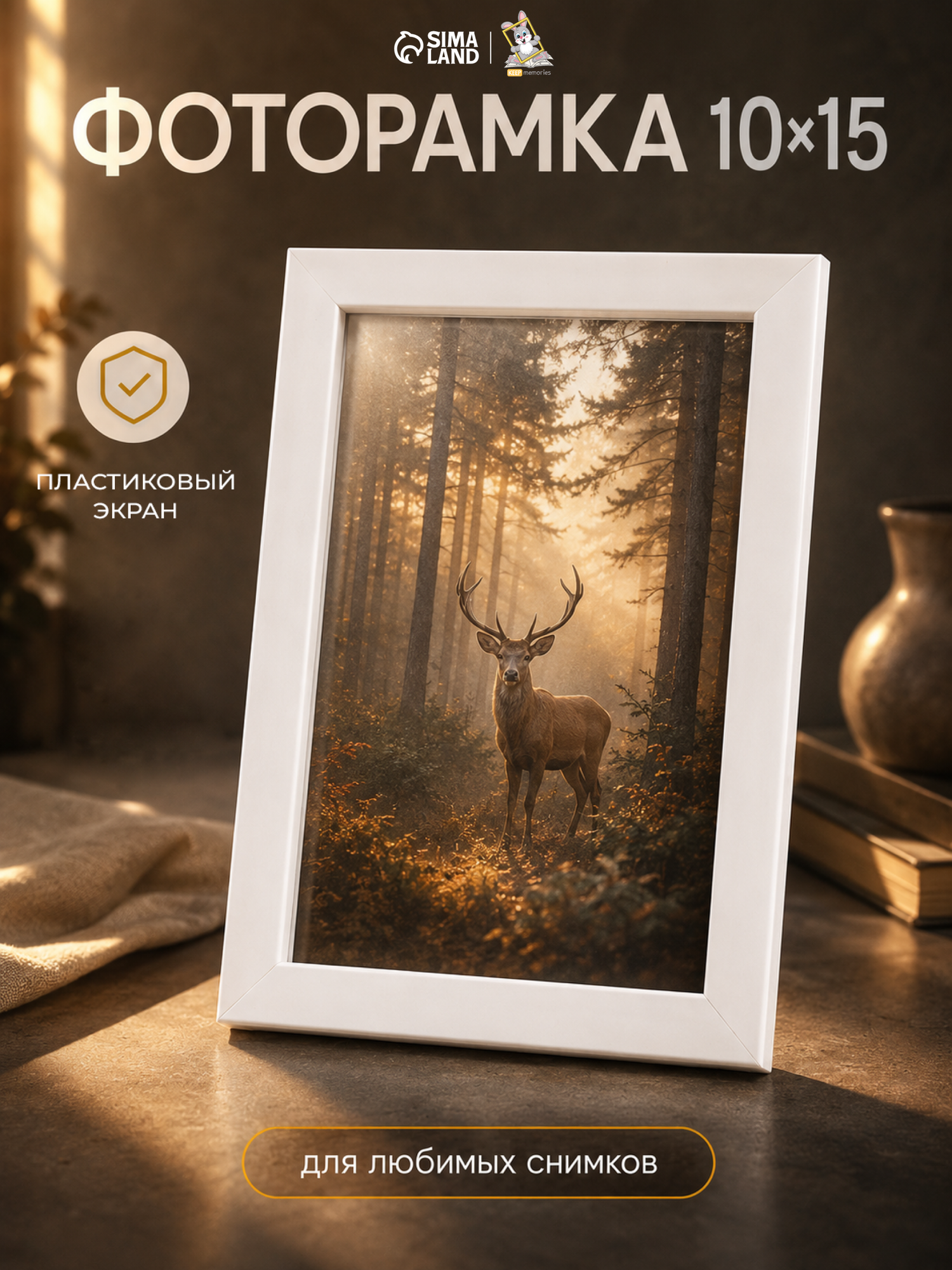 Фоторамка Keep memories, пластик "Формат" 10х15 см, цвет белый