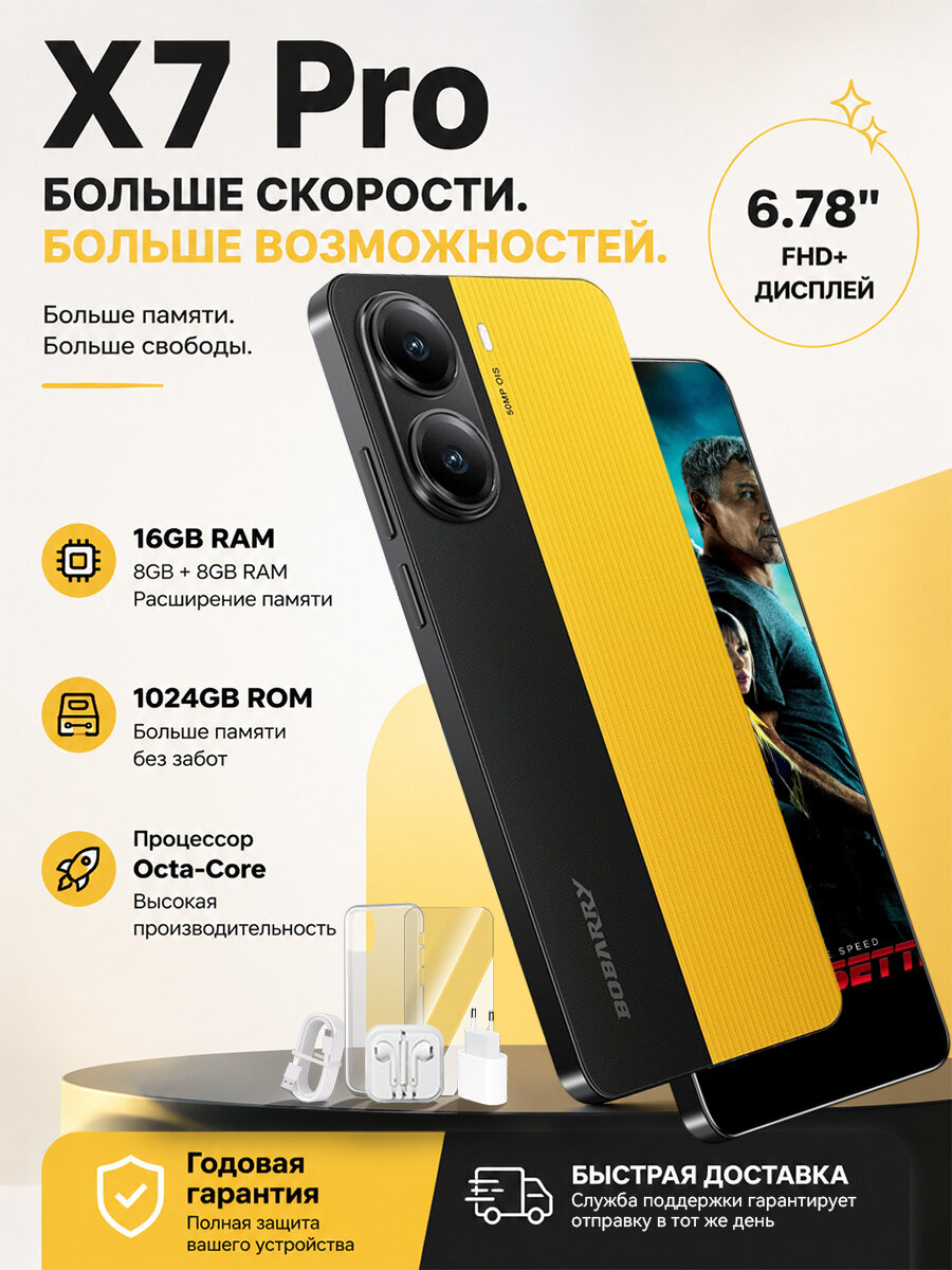Мощный смартфон с 6,78" экраном, 16 ГБ ОЗУ и 1 ТБ памяти — поддержка 5G и расширения карты