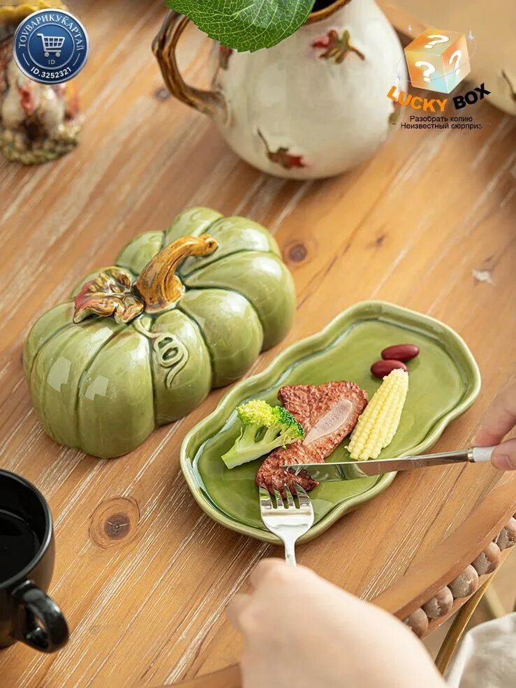 Масленка, сырница Su's Ceramics, зеленая, керамика, фаянс, 600 г