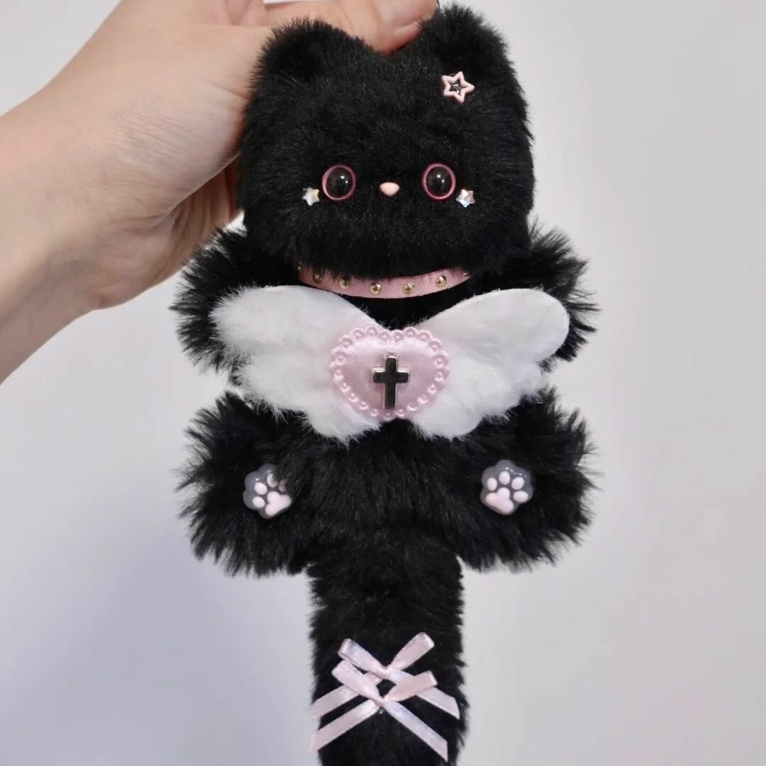Черная кошка-ангел DIY набор для рукоделия из трубочек для ключей и украшений