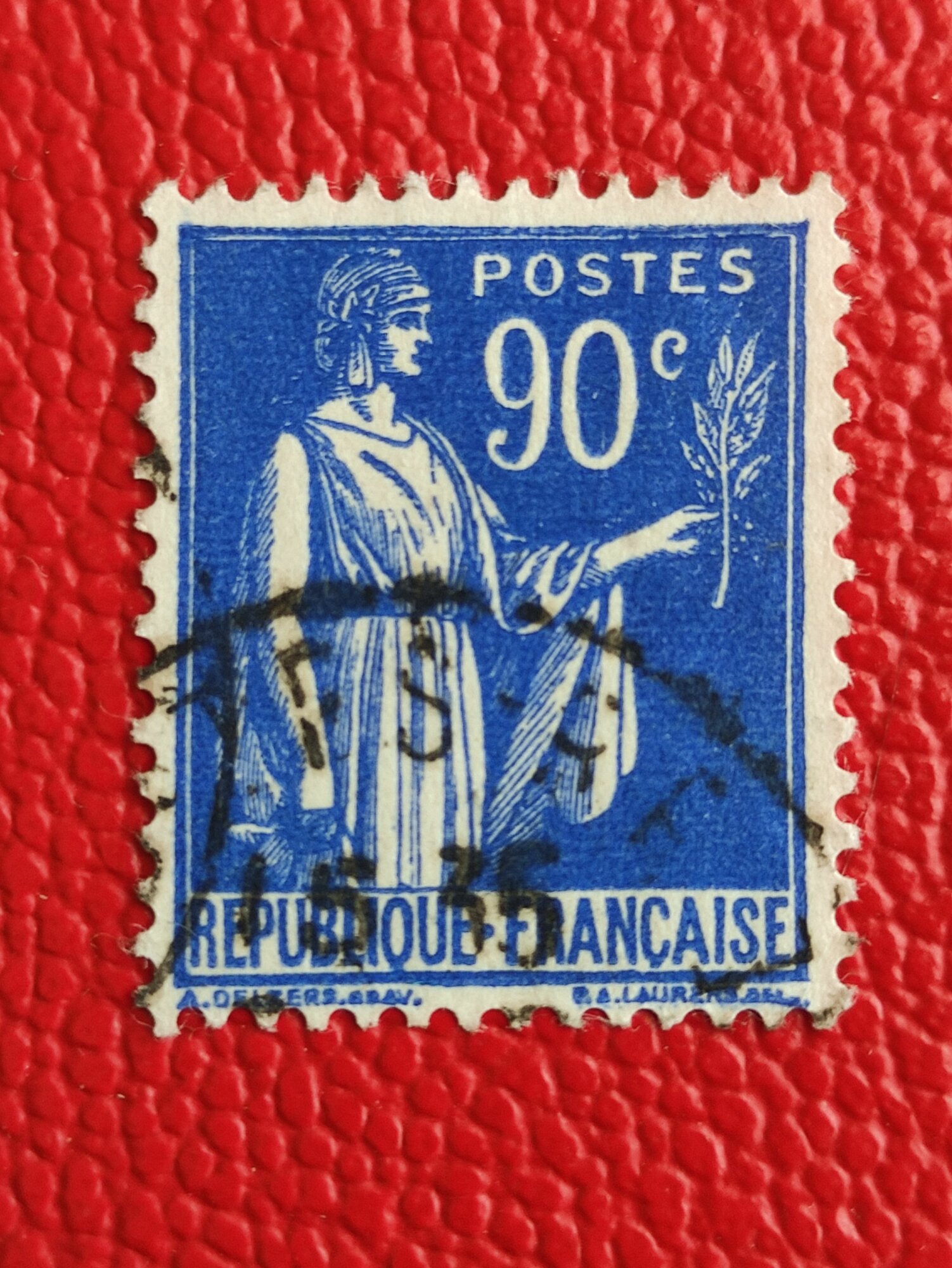 Марки Франция 1938. "Марианна - сеятельница". Гашение. Редкость - См фото