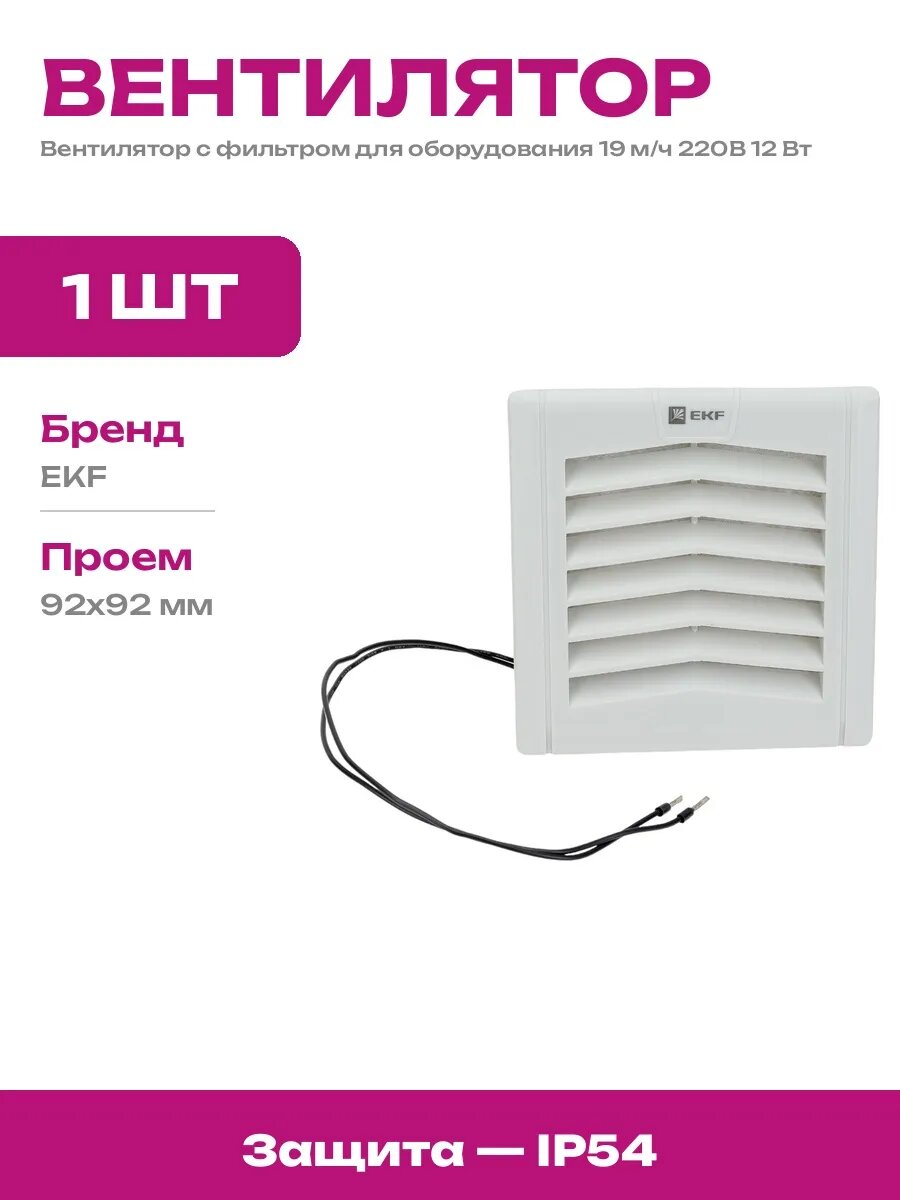 Вентилятор осевой с фильтром IP54 220В 19 м/ч проем 92х92 мм