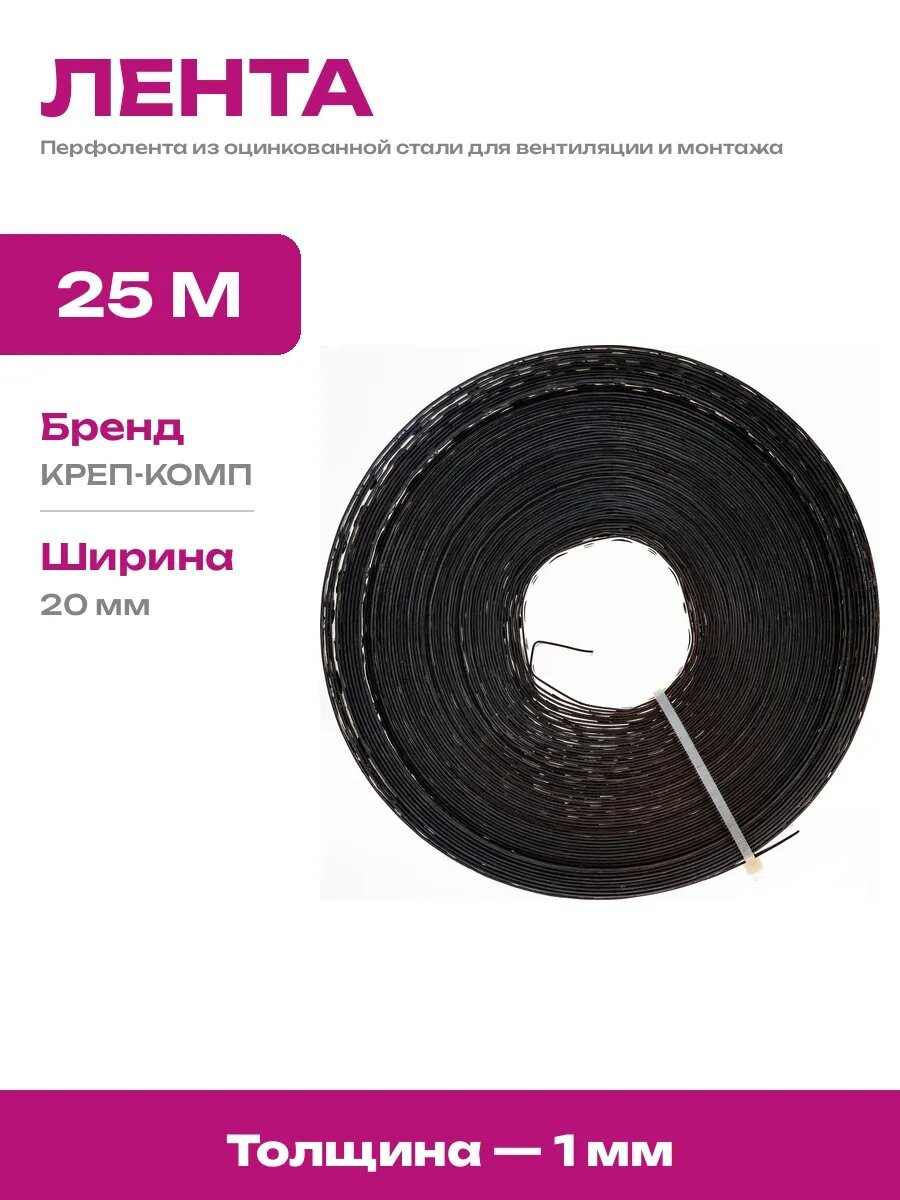 Монтажная лента 20 мм оцинкованная перфорированная 25 метров