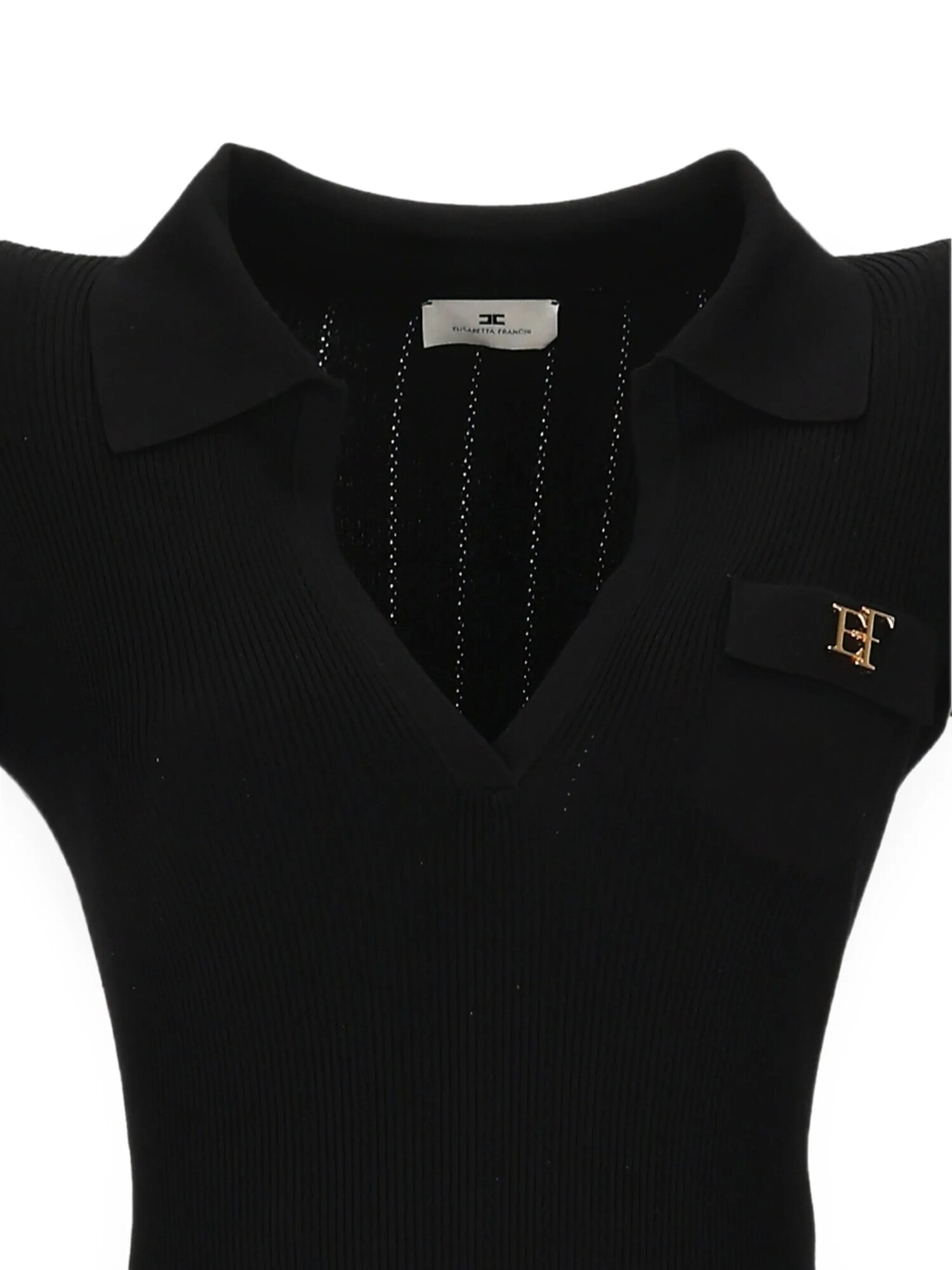 Боди бельевое Elisabetta Franchi Ribbed-knit logo-plaque bodysuit, размер 42 — фото 1