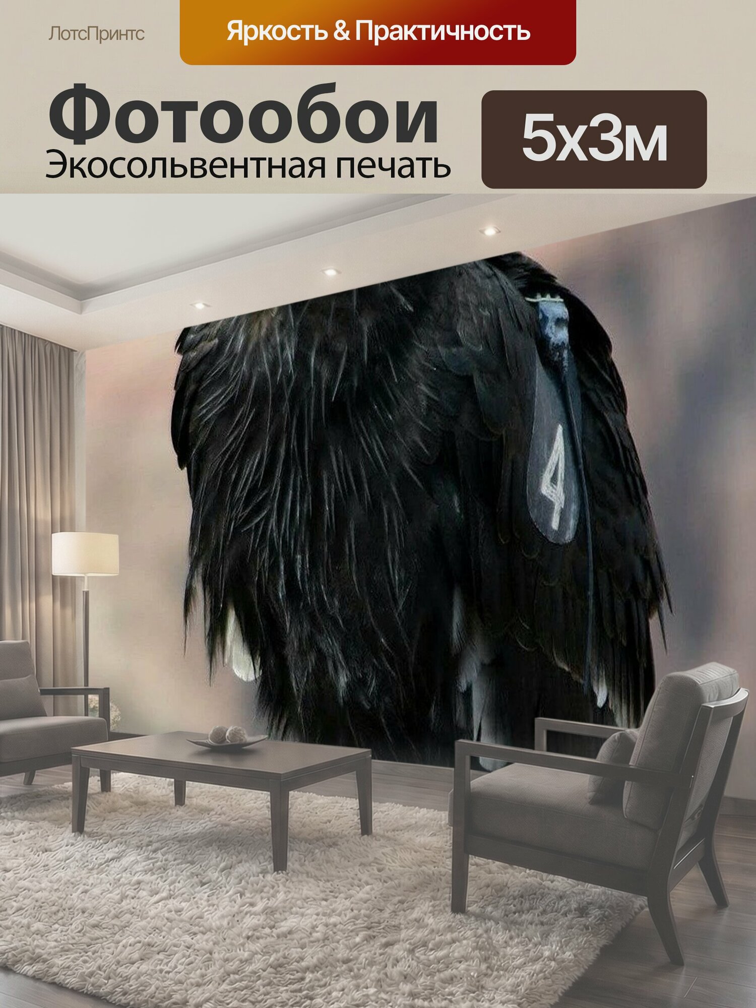 Фотообои "Калифорния, птица, кондор" 500x300 см. экосольвентная печать