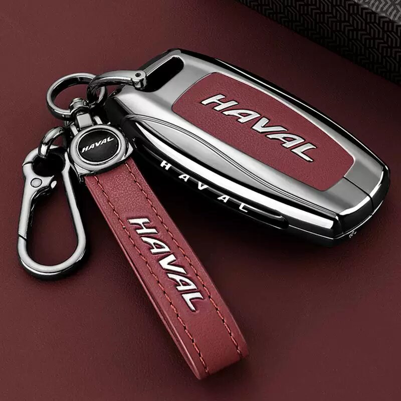 Ключ-фоб для Haval Dog 2021-2024, золотой цинковый сплав, красный цвет и брелок-веревка