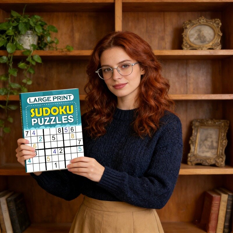 Книга судоку среднего уровня для взрослых – 416 головоломок крупным шрифтом с решениями: ежедневная задача для взрослых и пожилых