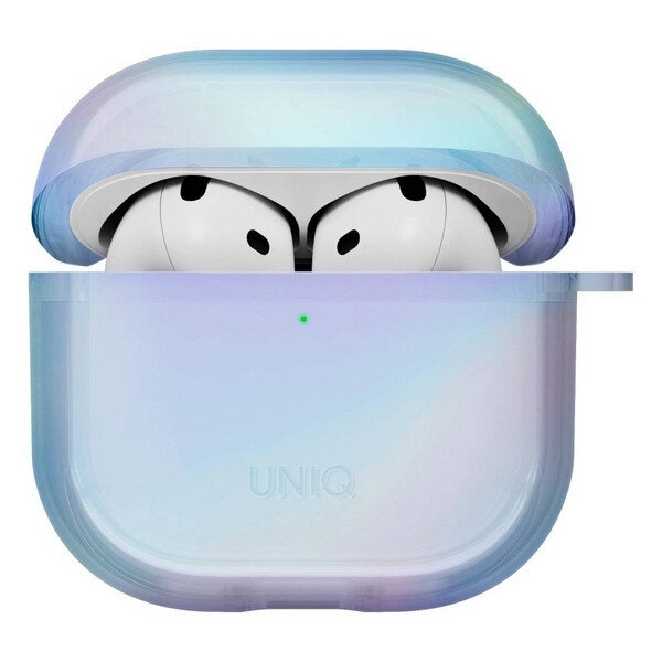 Чехол Uniq Iridescia для Airpods 4 с карабином (голографический) синий