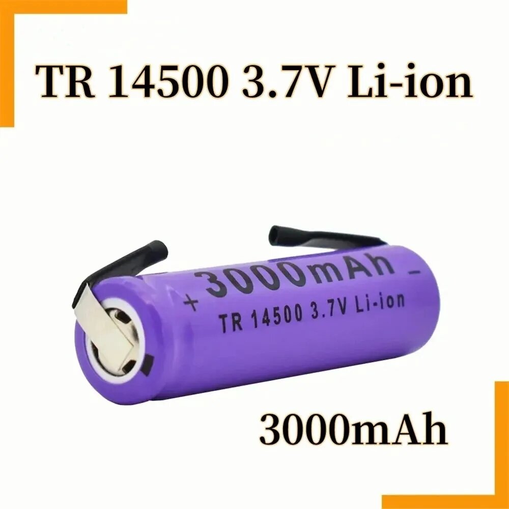 Аккумулятор Li-ion 14500 3.7В 3000мАч высокотоковый с выводами для пайки 1 шт, Аккумулятор Li-ion 14500 3.7В 3000мАч высокотоковый с выводами для пайки 2 шт