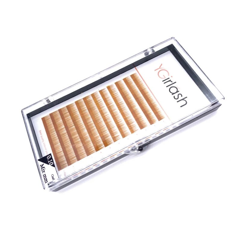 Накладные брови YGirlash 0,10 мм прямые светлый/темный коричневый 1 tray 5-8
