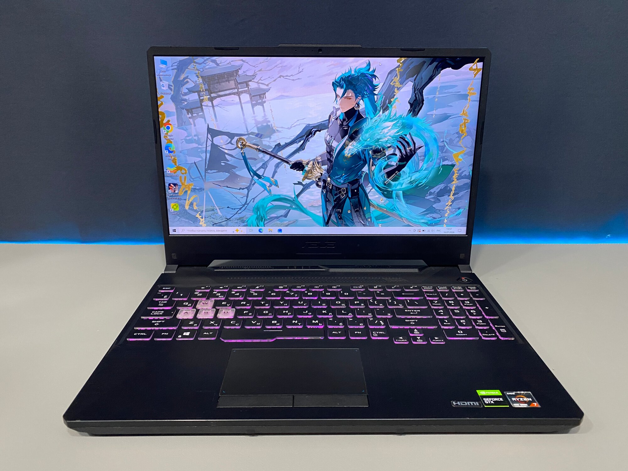 Ноутбук Asus Tx 15.6"120Hz/AMD Ryzen 7 4800H 8/16*2.90-4.20GHz/GTX1660Ti-6Gb/16Gb/SSD256Gb