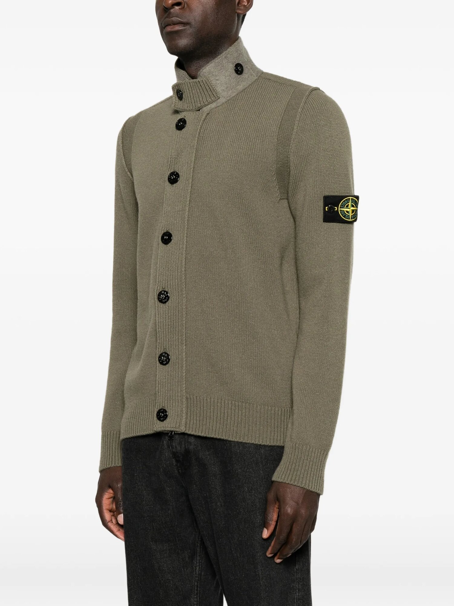 Кардиган Stone Island Logo-patch button-up cardigan, размер 2XL — фото 1