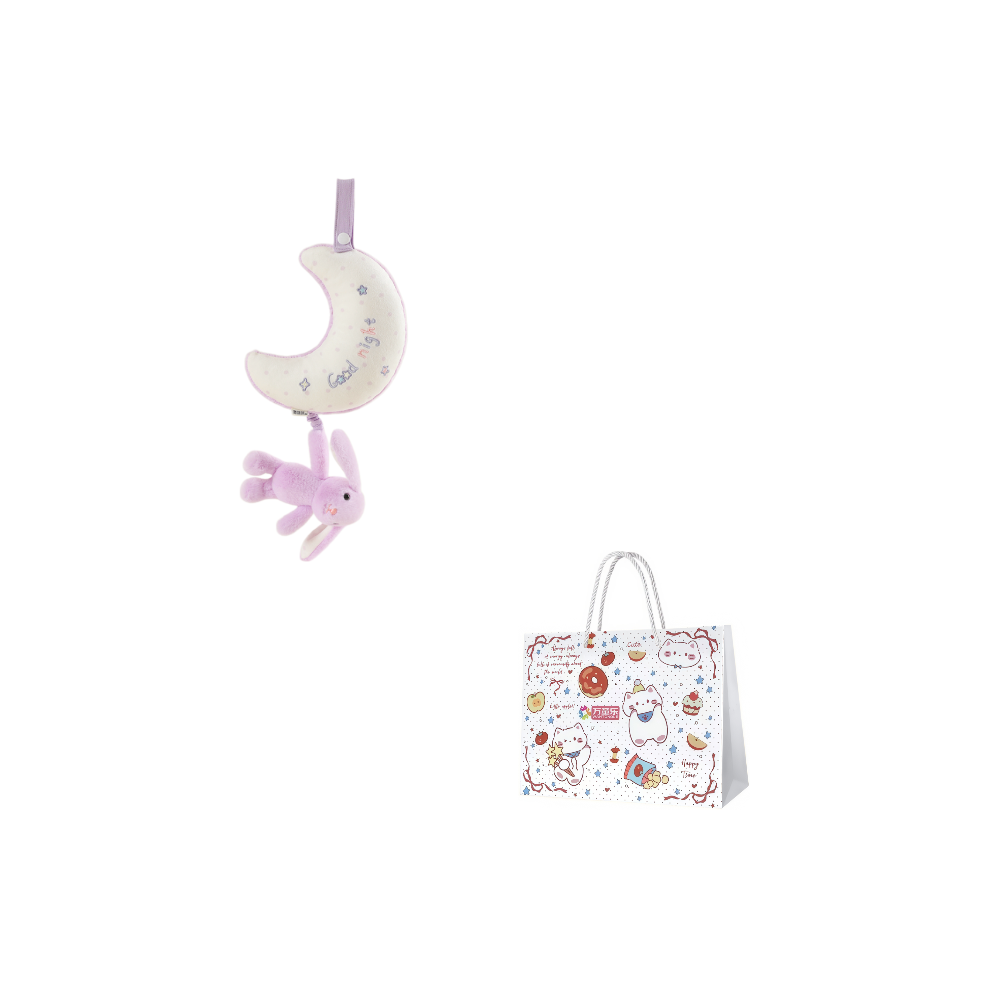WANTONGLE Dreamy Bunny Музыкальная коробка-гусла с нажимным струнам и плюшевыми брелками длина корпуса 21 см