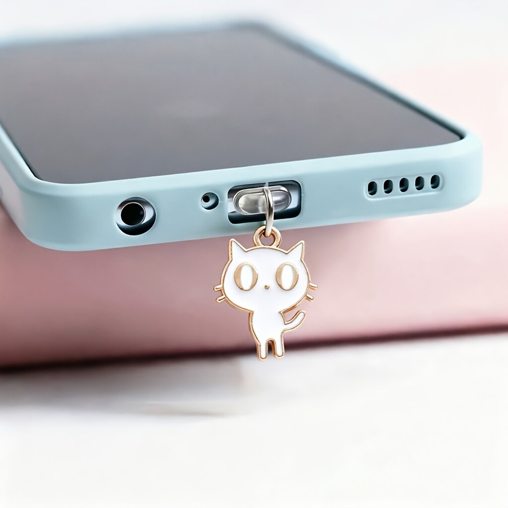 Заглушка от пыли для телефона в виде маленького кота, белого цвета, для Android-смартфонов