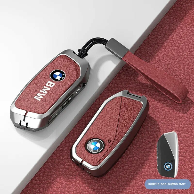 Чехол для автомобильного ключа E One-Touch Start, вулканический красный, цинковый сплав, с браслетом для BMW