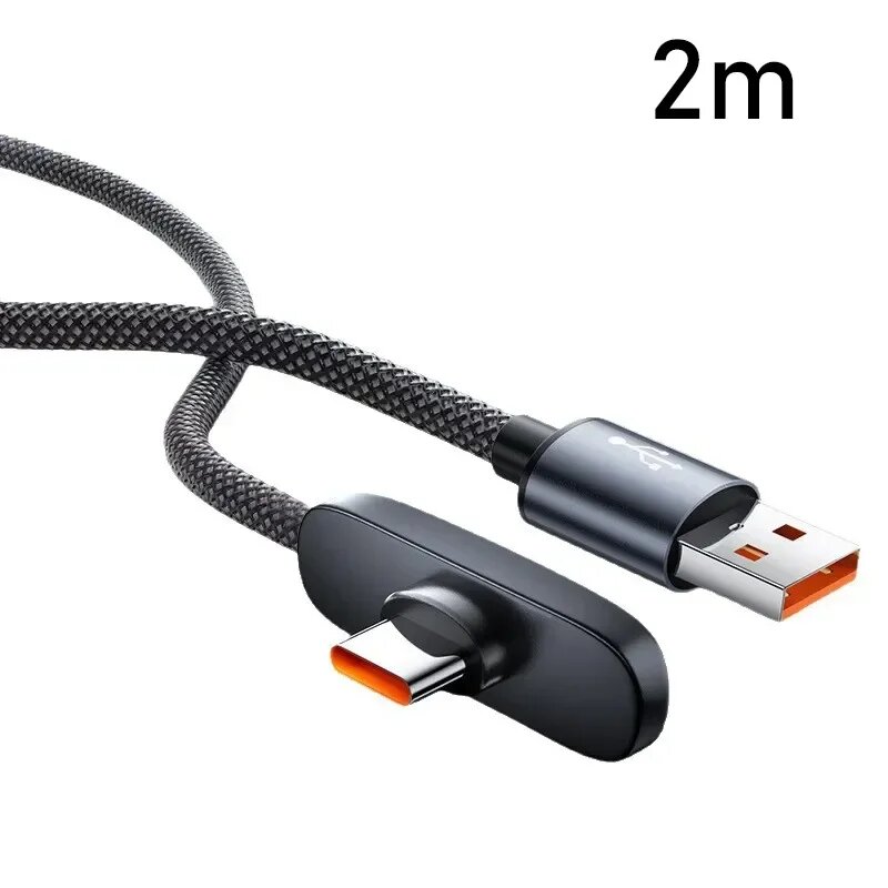 Новый кабель для быстрой зарядки 100 Вт, угловой (90 градусов), USB-C, Type-C, для передачи 2 meters