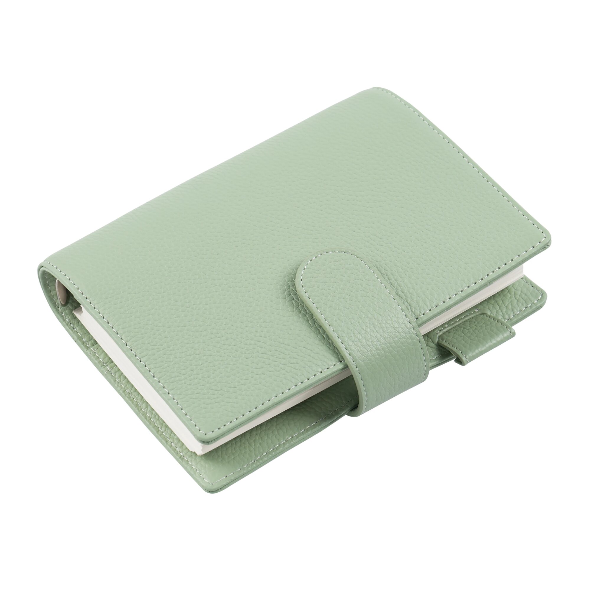Ежедневник Moterm Personal Elite Rings Planner из зернистой кожи Зеленый, Pebbled Sage green