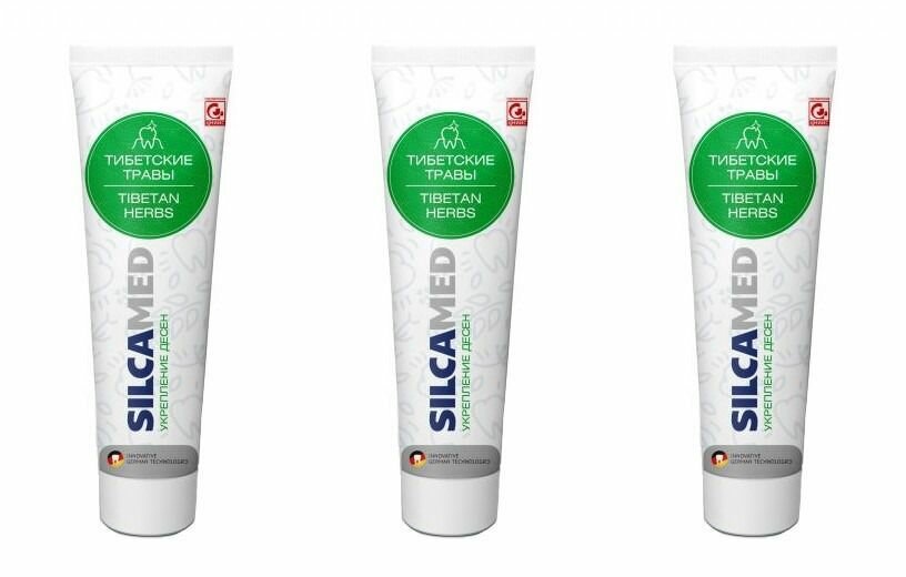 Silcamed Зубная паста "Тибетские травы", 130 гр, 3 штуки