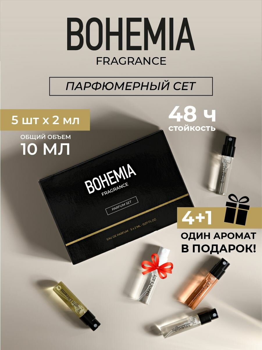 Духи женские стойкие набор пробников Bohemia Black 5 шт по 2 мл
