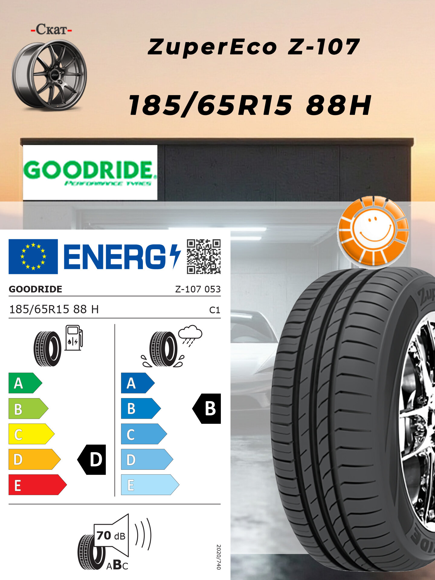 Автомобильные шины Goodride 185/65R15 88H ZuperEco Z-107 TL летняя