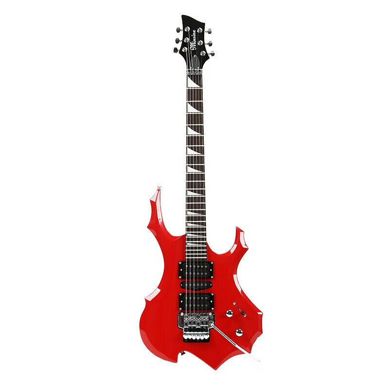 Электрогитара Minsine Flame Red/Flame с двойным тремоло для начинающих Цвет：Огненно-красный/Огненный узор + Полный