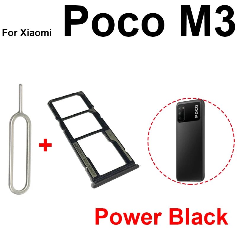 Лоток SIM-карты для Xiaomi Poco M3 Black