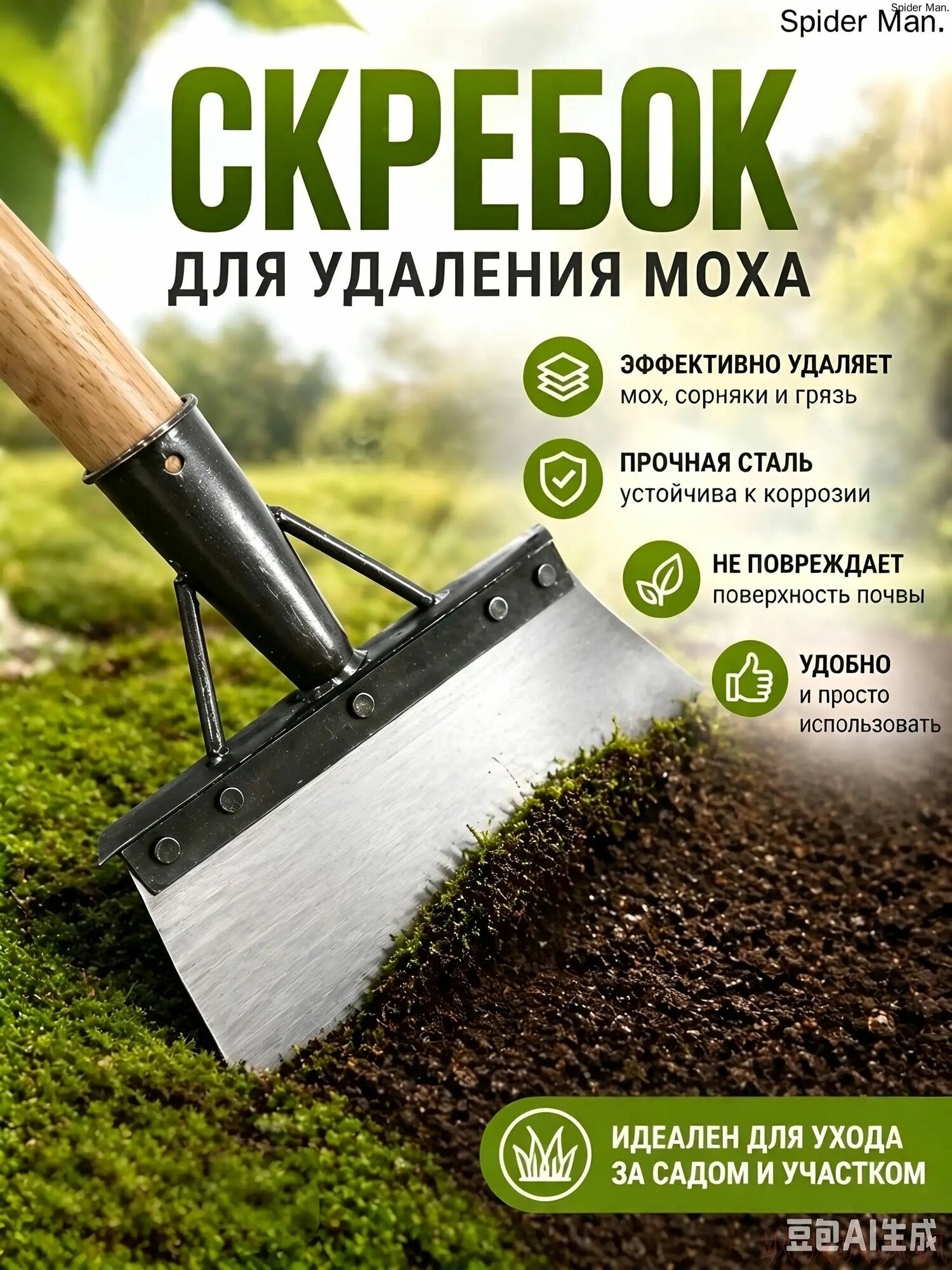 Лопата шпатель скребок/Лопата садовая из нержавеющей стали, многофункциональная без ручки для прополки и уборки, 1 шт