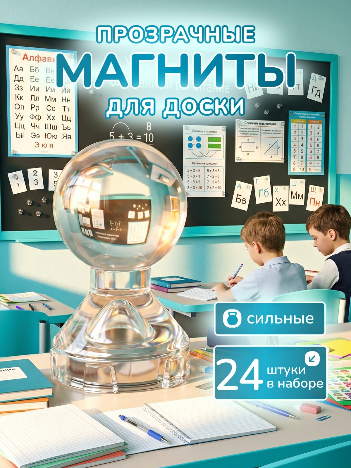 Магниты для доски прозрачные пешка набор 24 штук прозрачные пешки для доски