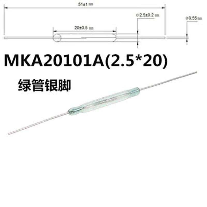 Электронный язычок MKA20101 серебристый, 2,5*20 мм, с нормально открытой магнитной индукцией, вибрационное сопротивление «сделай сам», без переключателя для Arduino, 20 шт.
