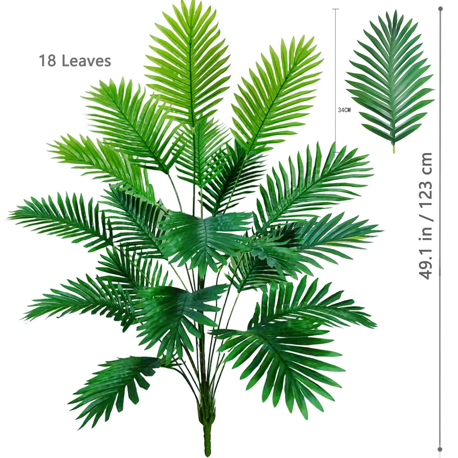 Искусственная пальма 49.1in / 123cm, 18 листьев, SWK-18Y-K-123-T27